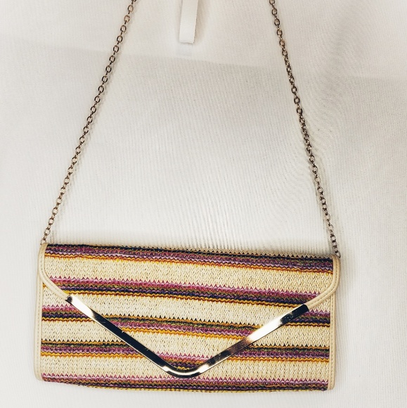 MMS Design Studio | Bags | Mms Rainbow Clutch Purse Chainlink Strap ...